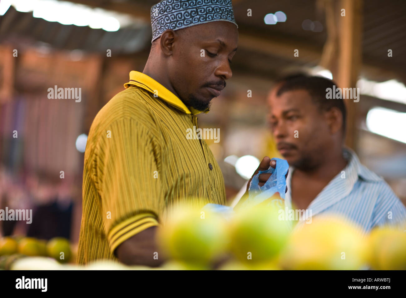 food market male seller Stock Photo - Alamy
