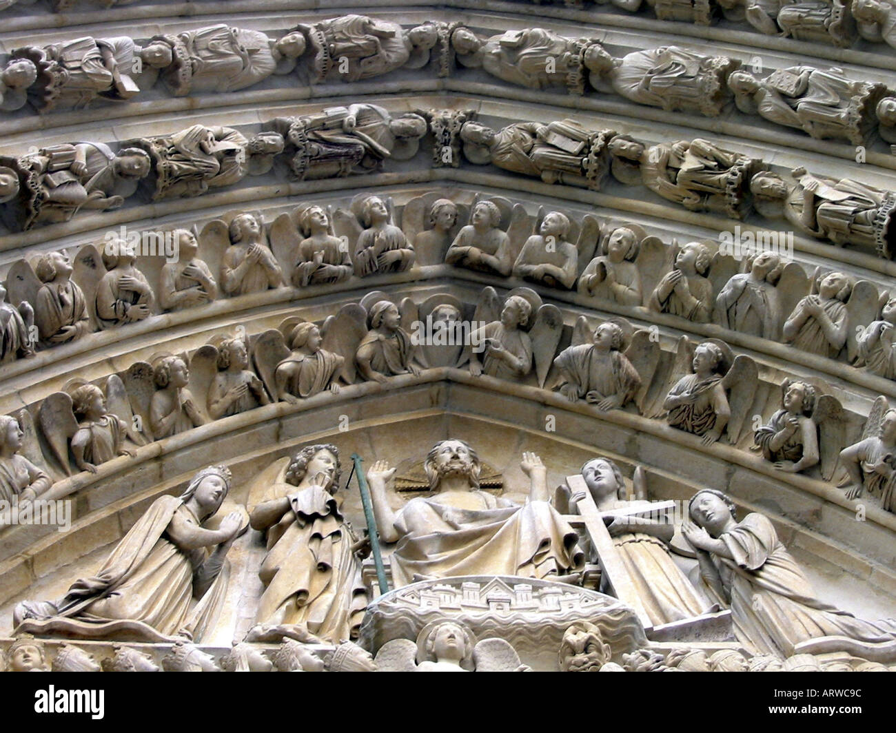 Detail of the main door of Notre Dame Cathedral in Paris Stock Photo ...