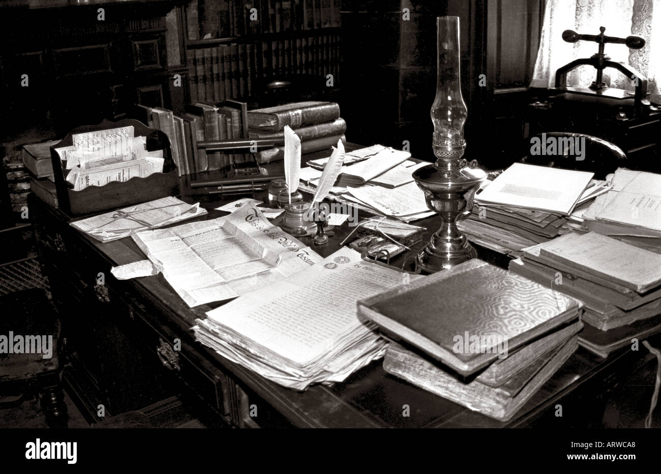Solicitors desk in display house at Beamish folk museum in ...