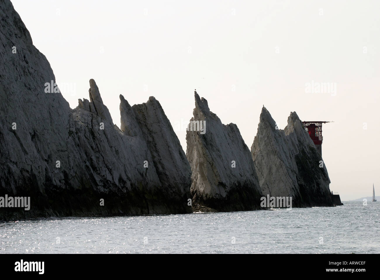 Side view of the Needles Isle of Wight Stock Photo - Alamy