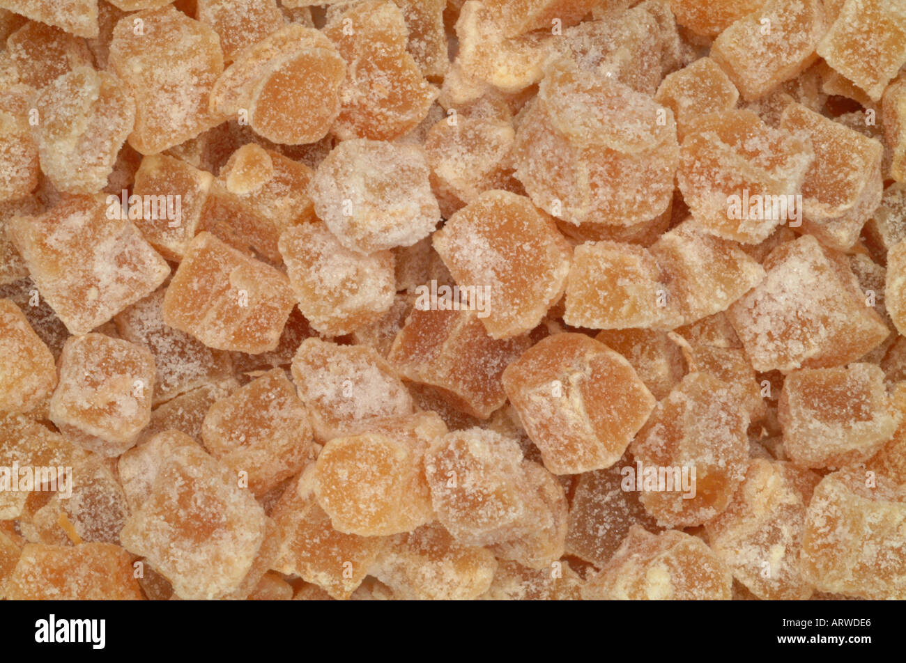 Ginger crystallised crystallized cubed Stock Photo - Alamy