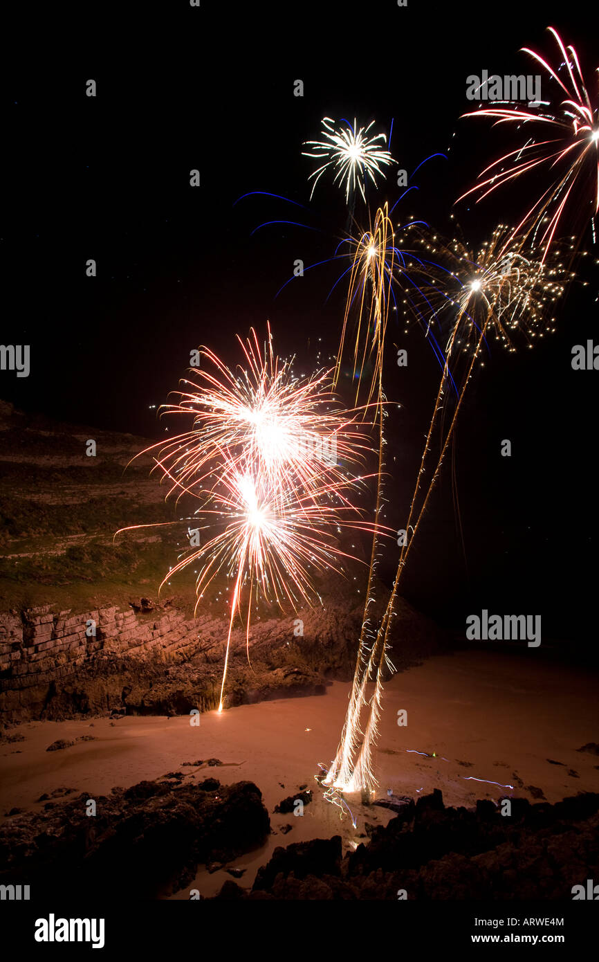 fireworks on beach Stock Photo - Alamy