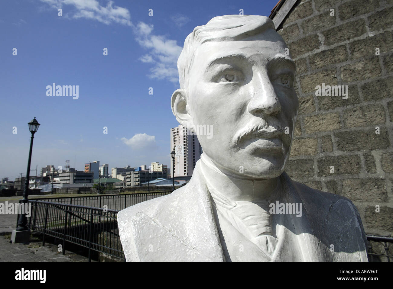 A bust of Dr. Jose P. Rizal at Fort Santiago in the historic Intramuros ...