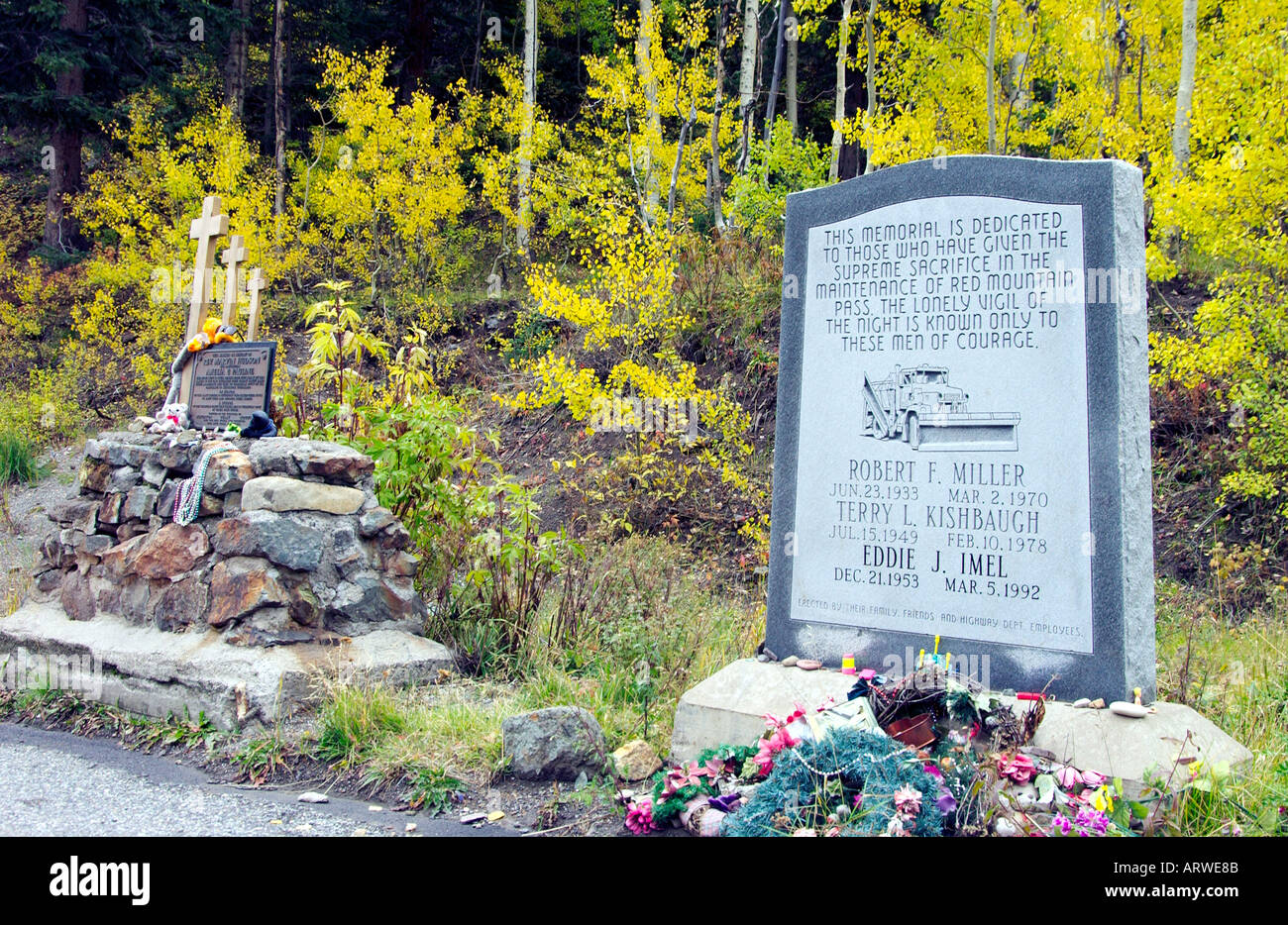 Roadside shrine and memorial on Hwy 550 Colorado USA Stock Photo - Alamy