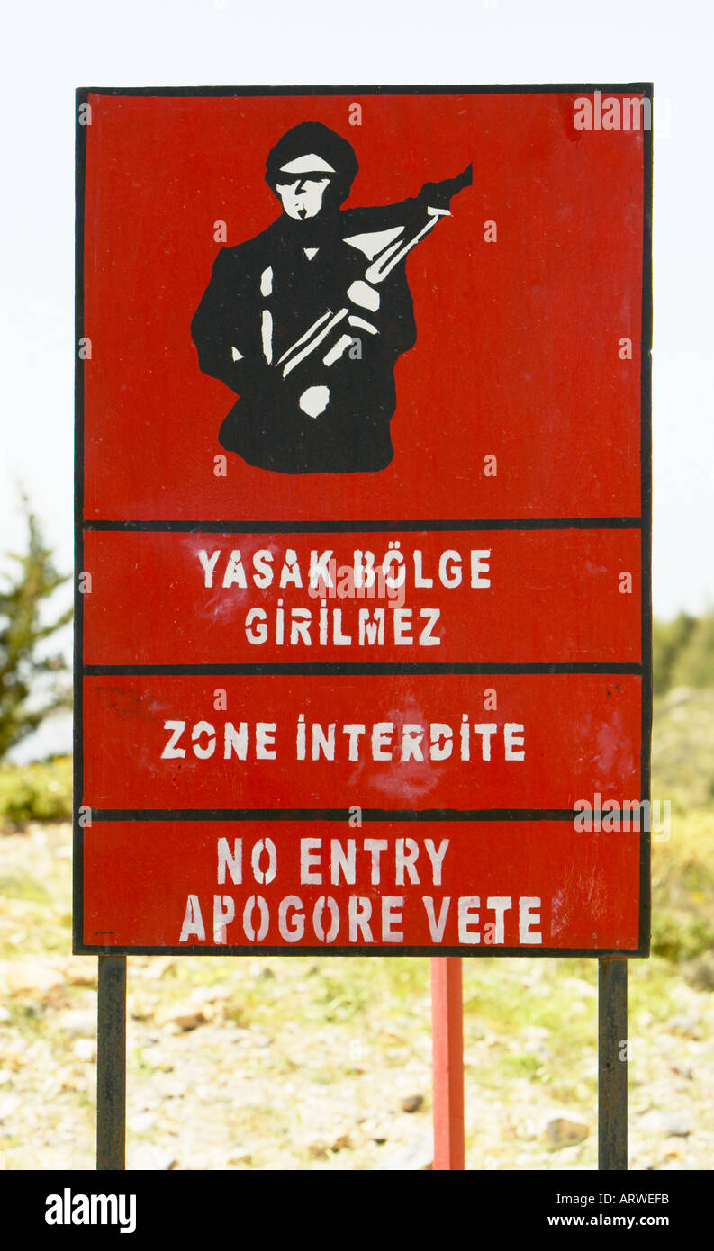 Northern Cyprus. Military Keep Out sign Stock Photo - Alamy