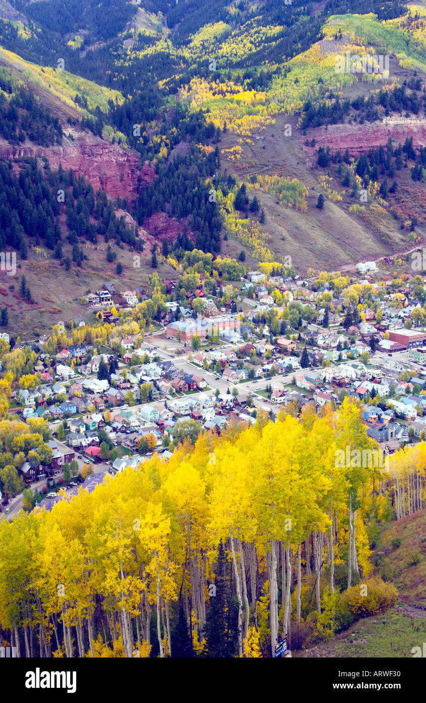 Aerial view of Telluride Colorado USA in fall Stock Photo - Alamy