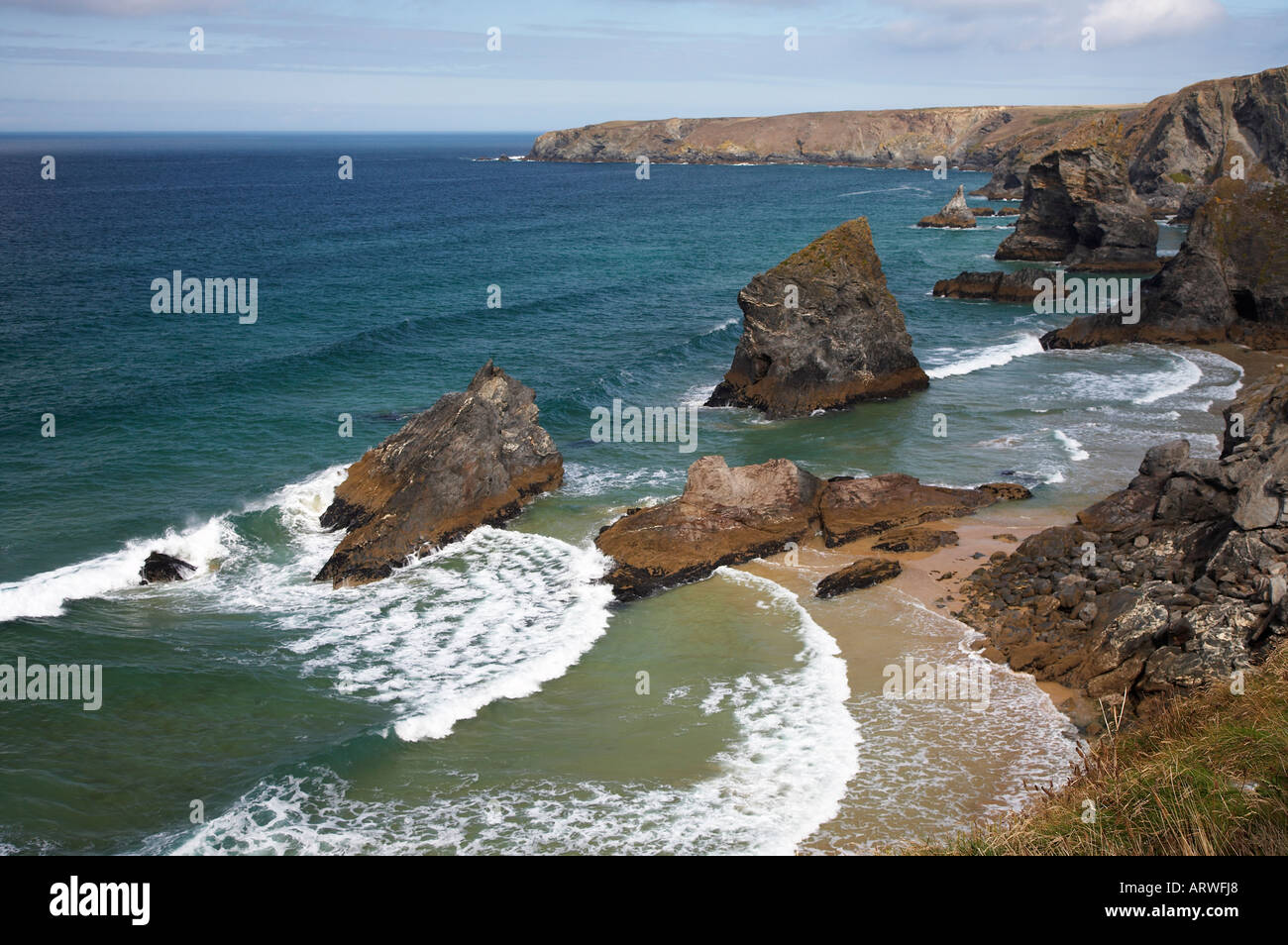 Bedruthan Steps between Newquay and Padstow North Cornish Coast ...