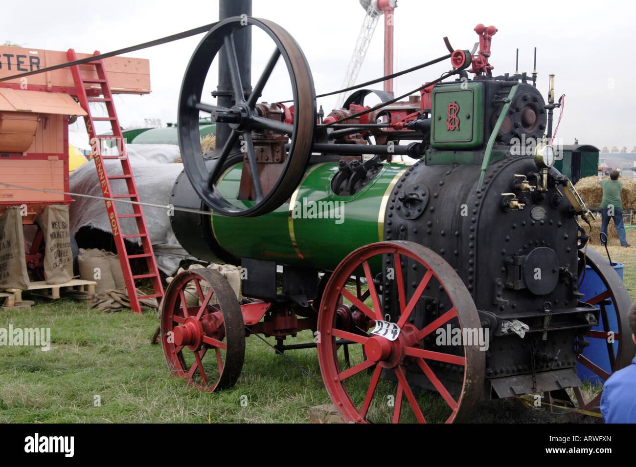 Steam engine driving farm machinery Stock Photo - Alamy