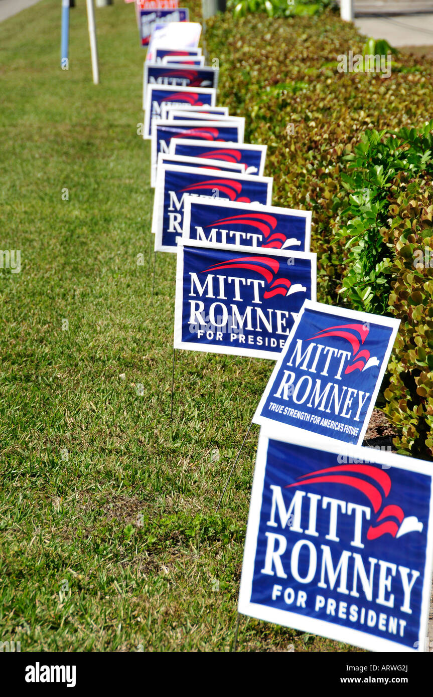Election signs along the side of the road campaign contest choice poll ...