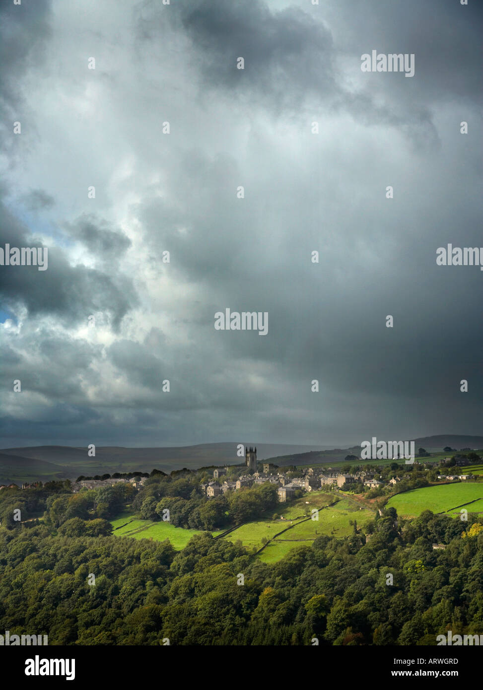 Storm over Heptonstall Hebbden Bridge Halfax West Yorkshire Stock Photo ...