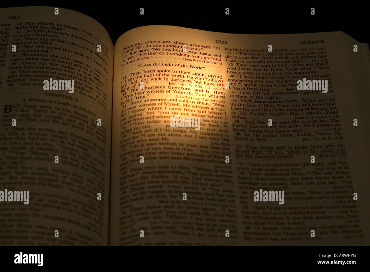 Closeup of the Bible On dark background Stock Photo - Alamy