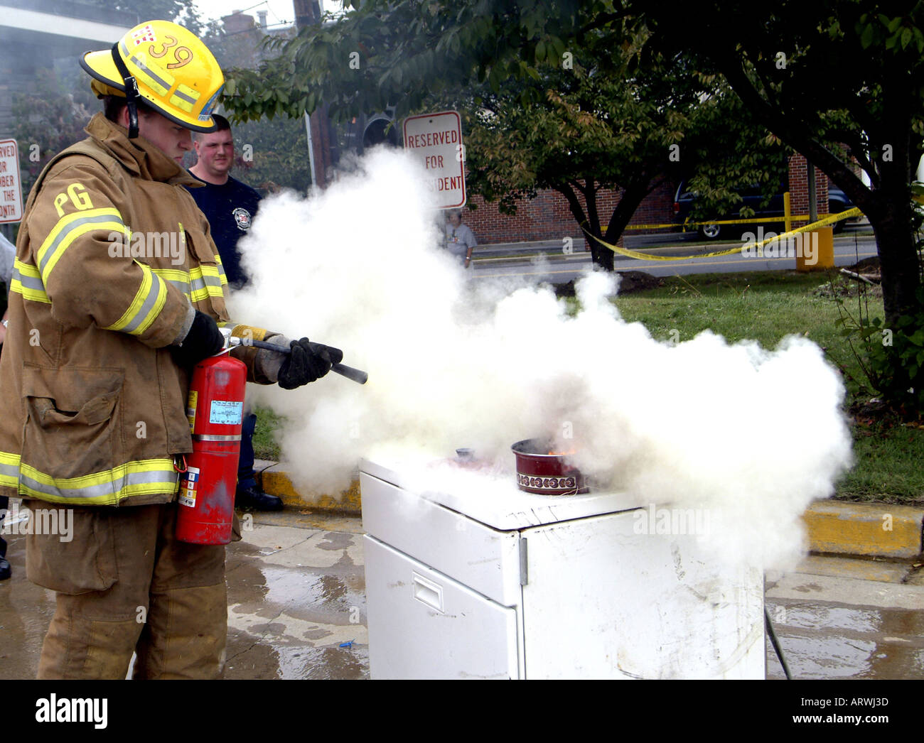 Firefighter With Extinguisher