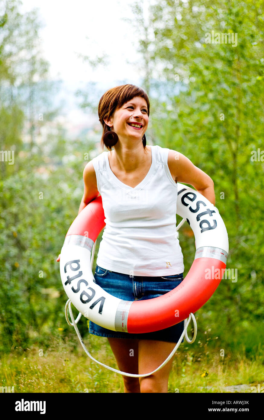 Girl Smile Lifeguard Boat Travel Weather Summer Boating Stock