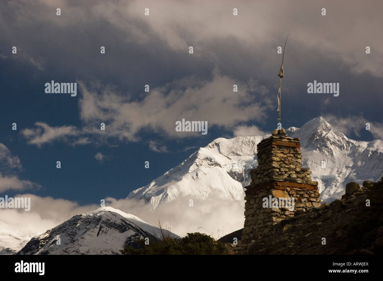 View from Manang on the Annapurna circuit trek, Nepal Stock Photo - Alamy