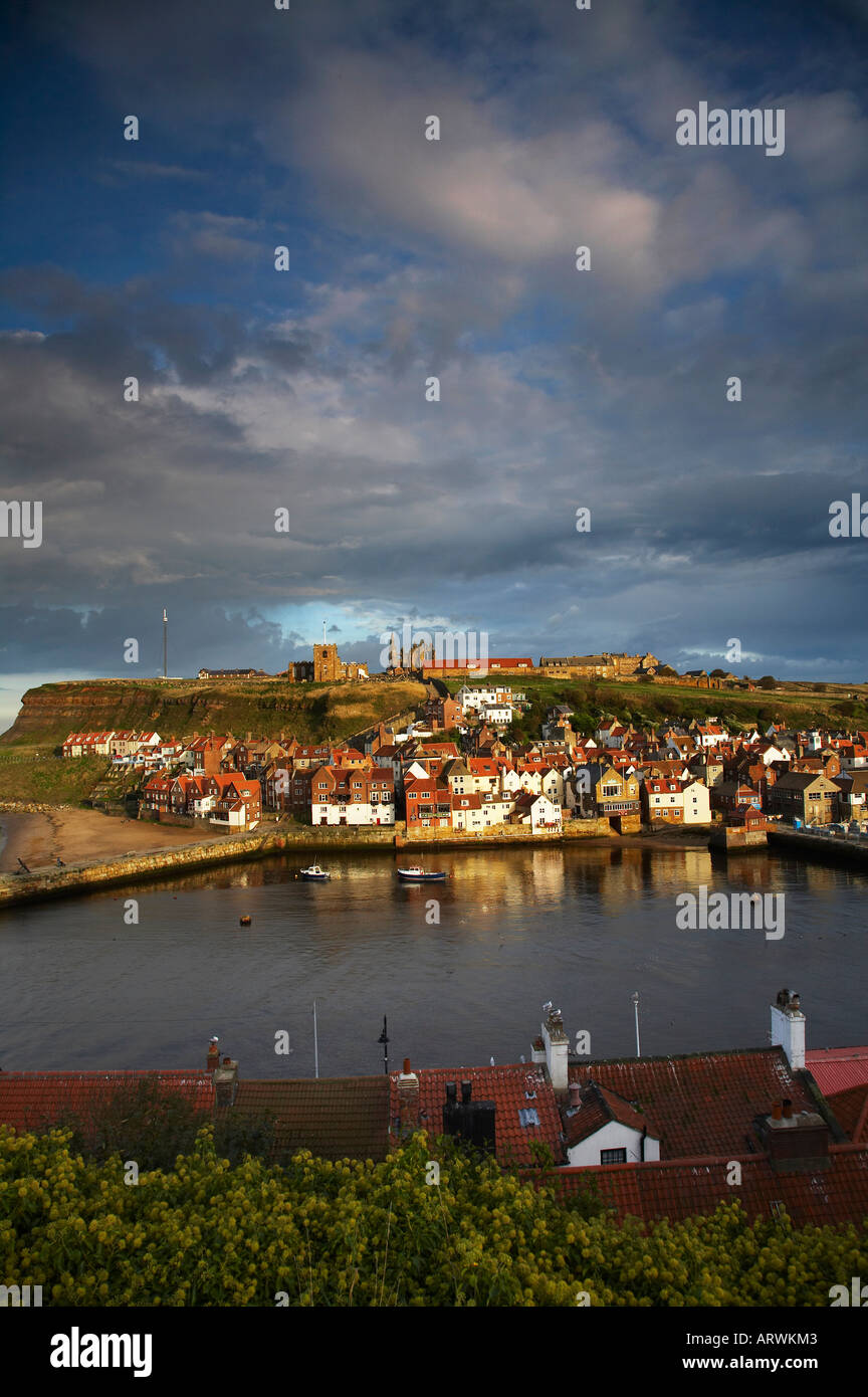Whitby town and Outer Harbour North Yorkshire Coast England Stock Photo ...