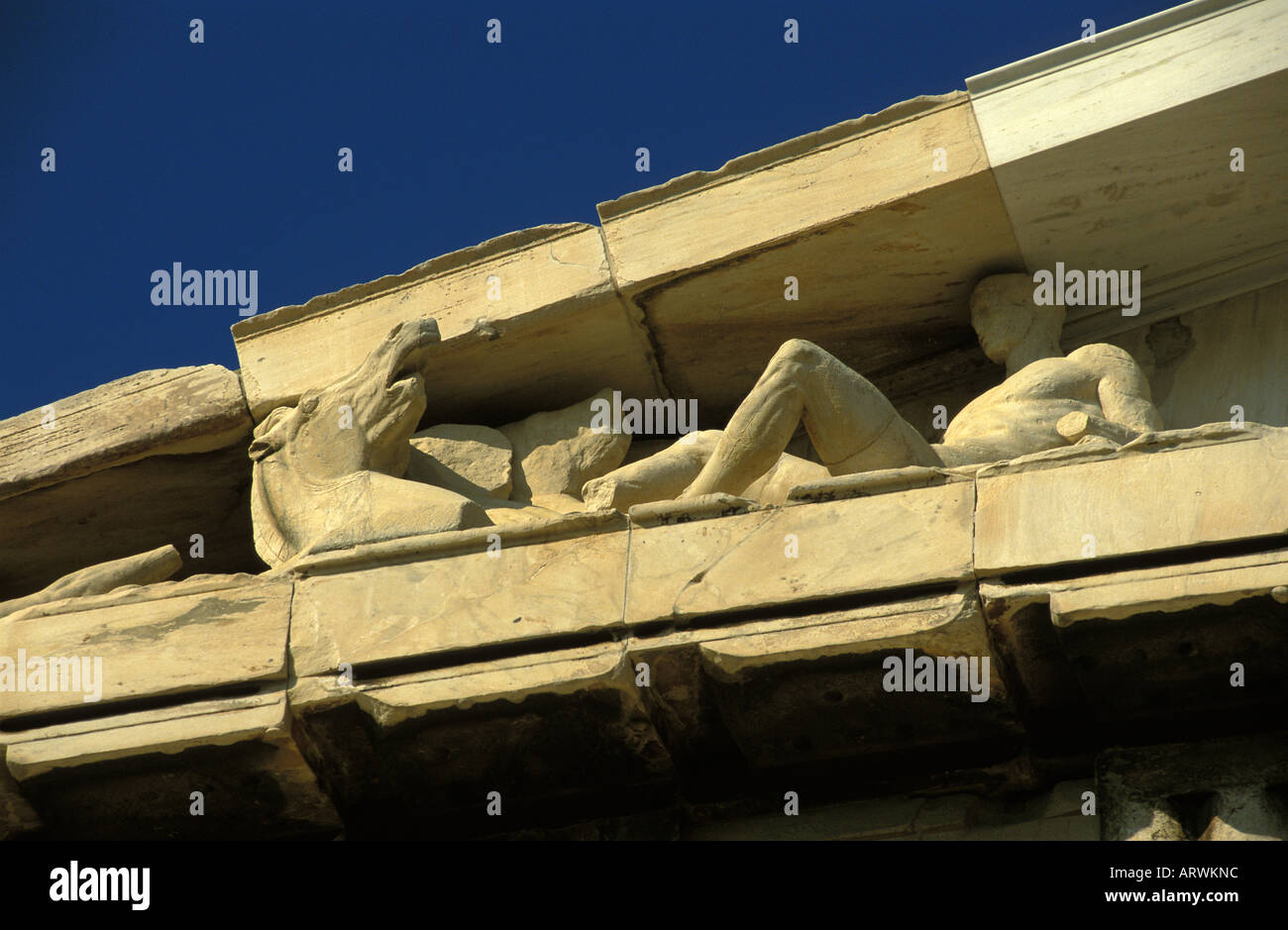 Athens detail of the Parthenon temple on the Acropolis Stock Photo - Alamy