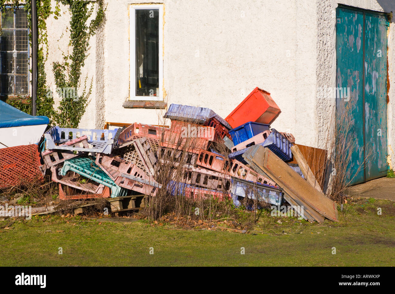 Plastic waste. Discarded old plastic containers in a heap. UK Stock ...