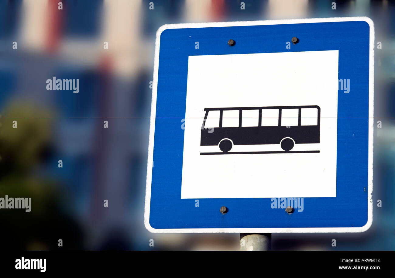 Bus Sign In Budapest The Capital Of Hungary Stock Photo - Alamy