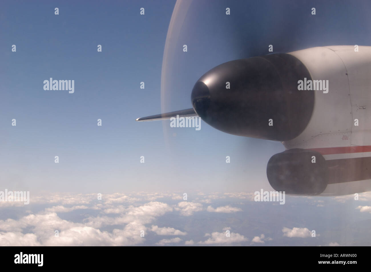 Prop driven commercial airplane on flight to Missoula, Montana Stock ...