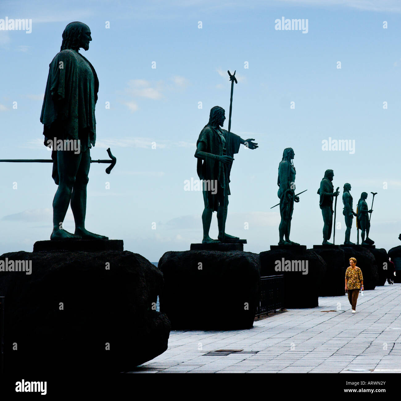 Tenerife Candelaria town square - statues of the Guanche Menceys ...