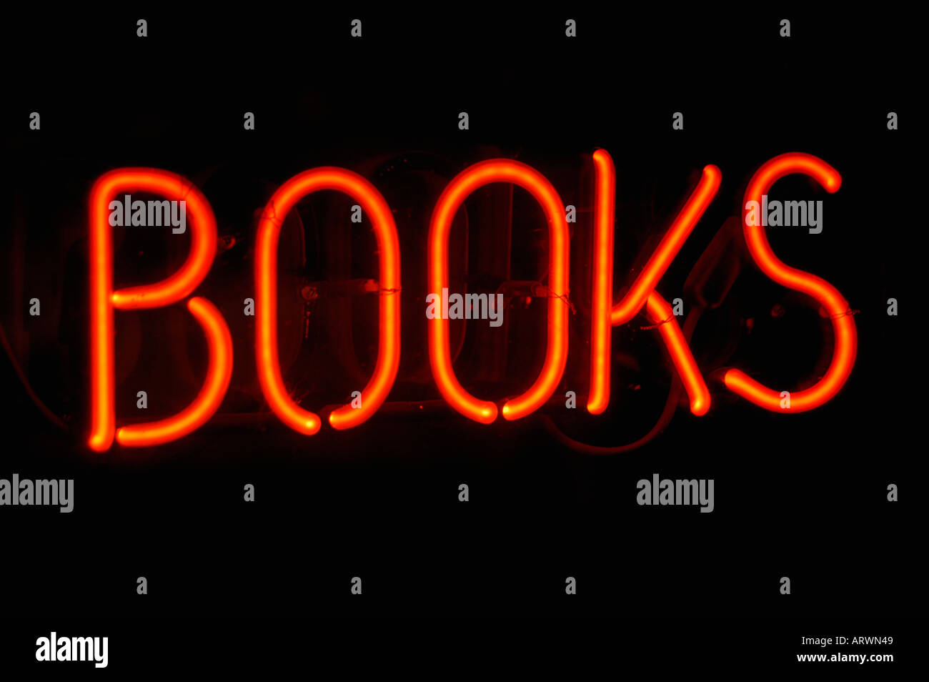 Neon bookstore sign Stock Photo - Alamy