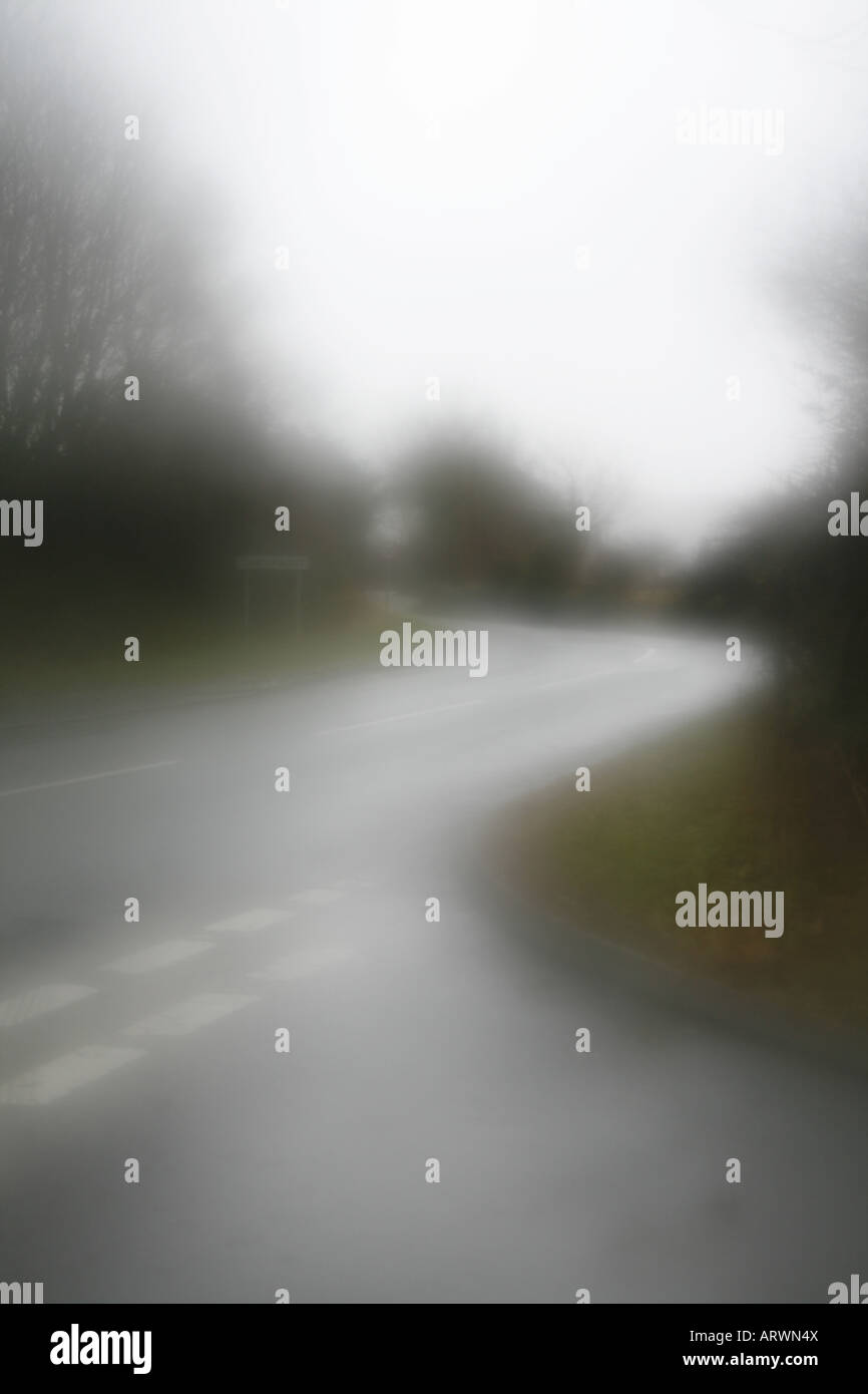rural street in rain in countryside Stock Photo - Alamy