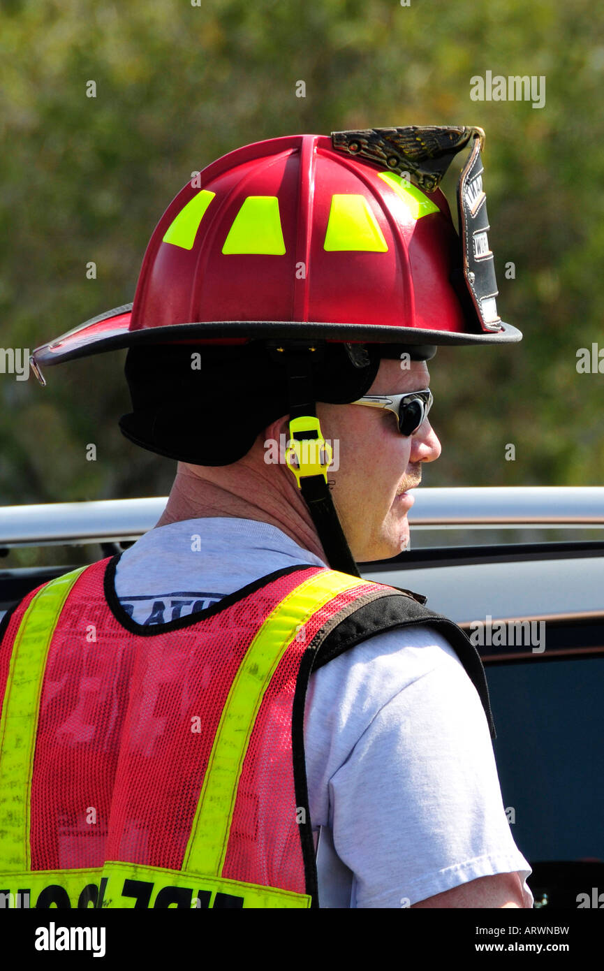 Fireman on the scene of an accident Stock Photo - Alamy