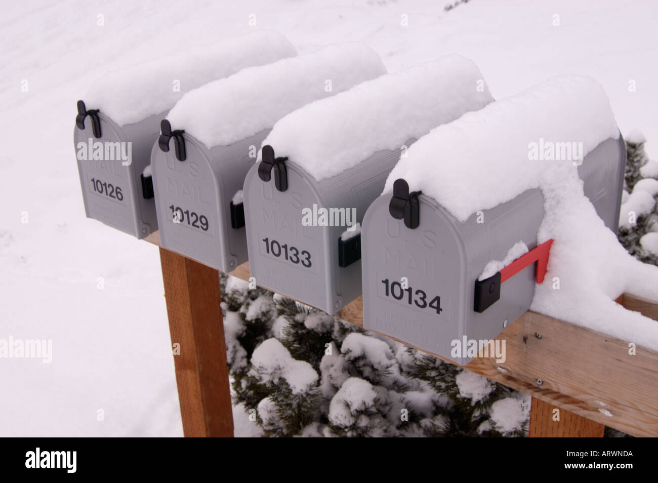 Snow covered mail boxes hi-res stock photography and images - Alamy