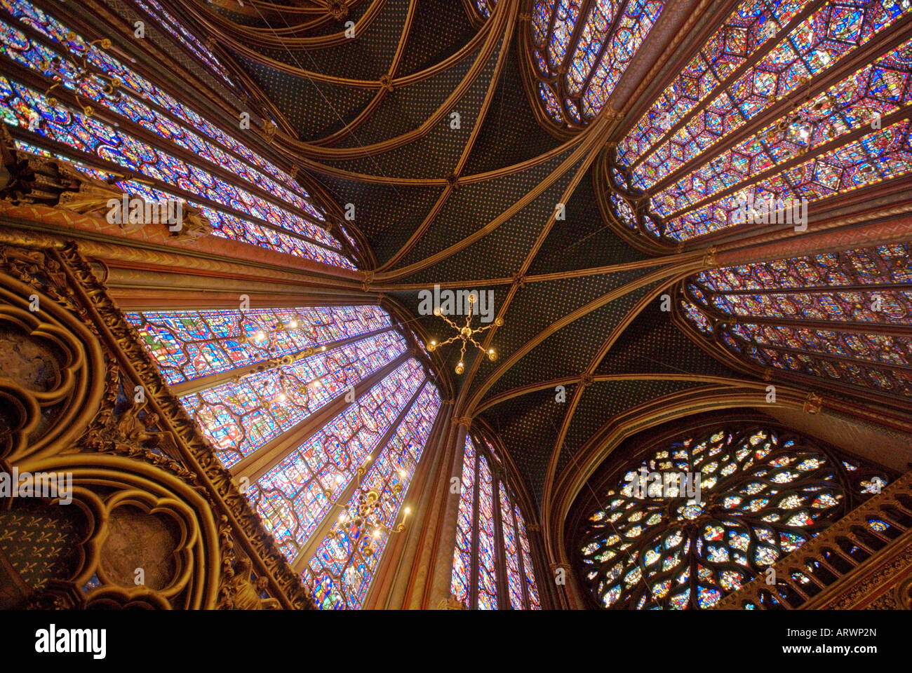 upper chapel or royal chapel of the Sainte Chapelle (holy chapel) on ...