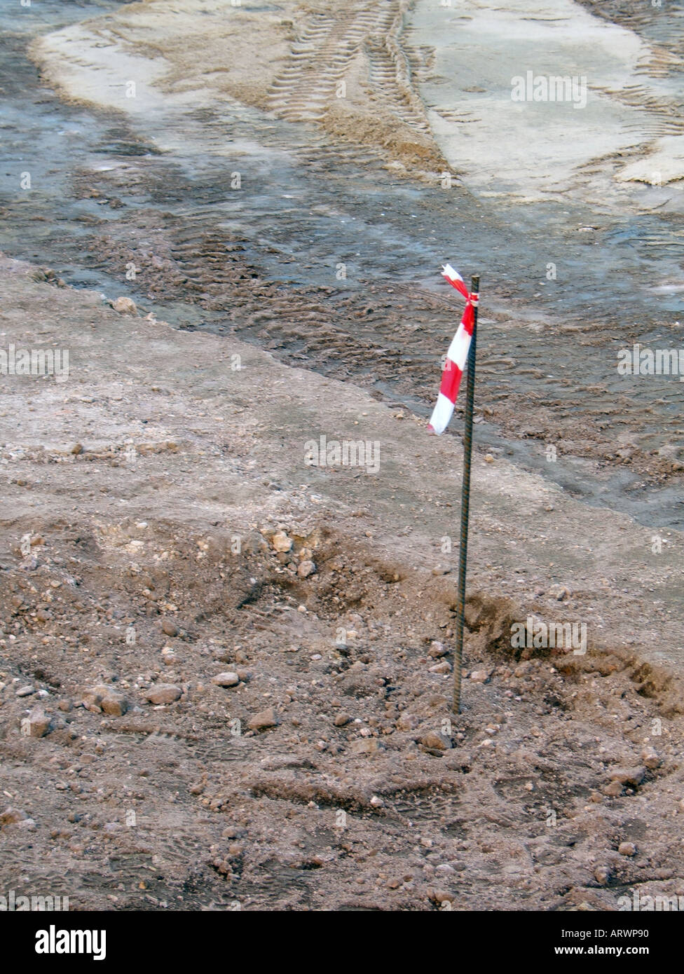 pole marking on building site foundations Stock Photo - Alamy