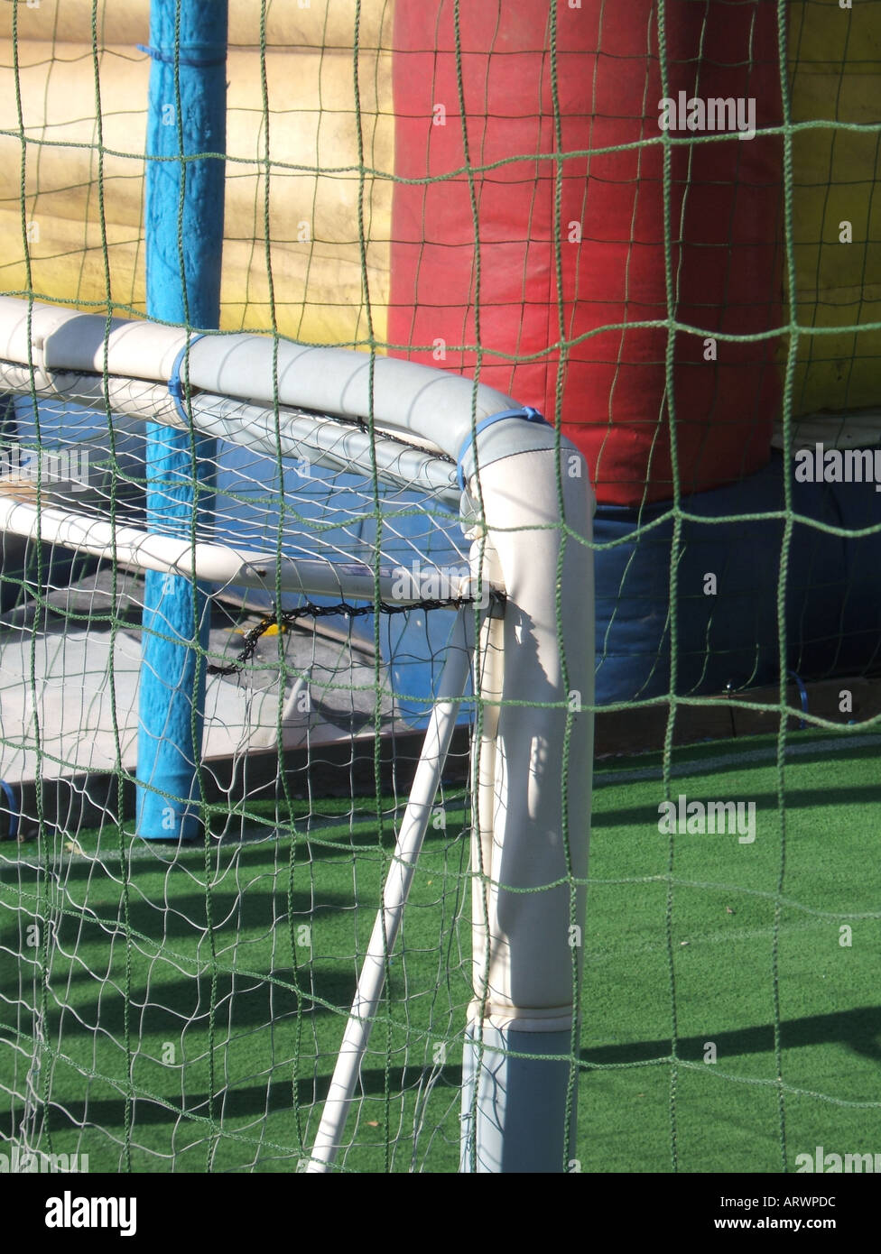 goal posts on kids football pitch Stock Photo - Alamy