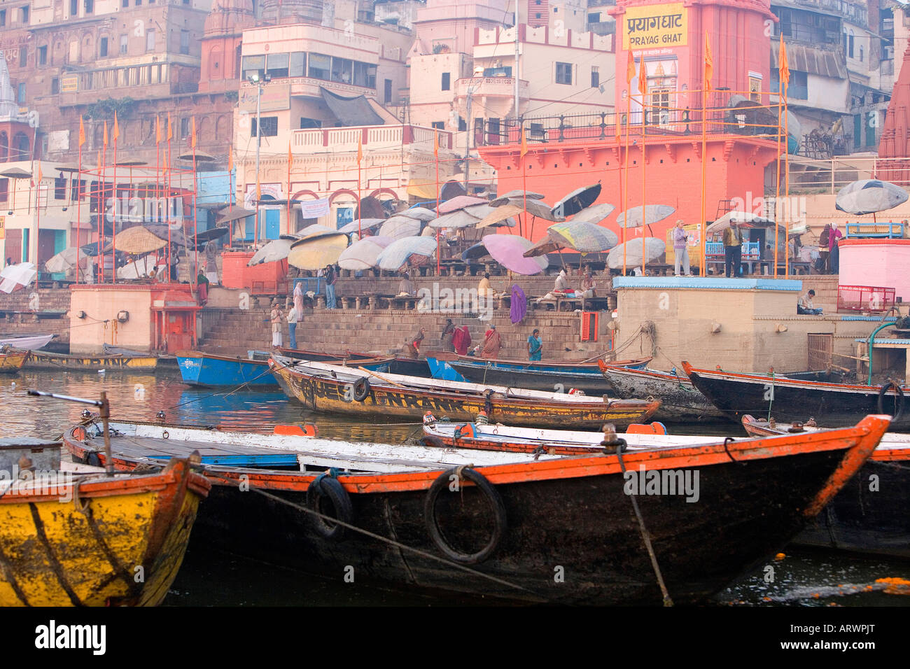 Sunrise along the Ganges River, Varanasi, India Stock Photo - Alamy
