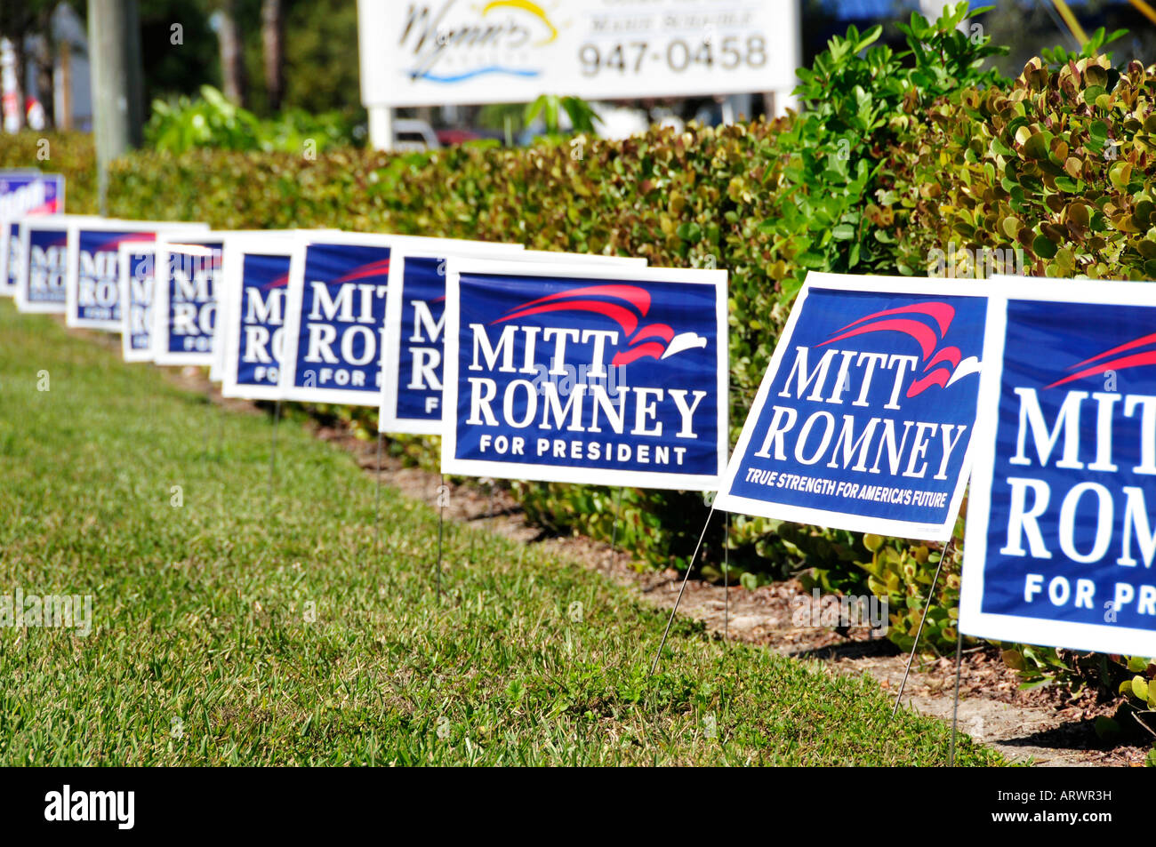 Election signs along the side of the road campaign contest choice poll ...