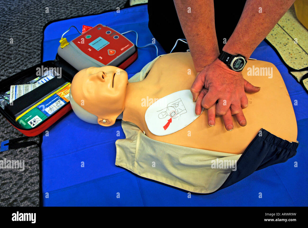 First Responder demonstrating resuscitation technique A voluntary ...