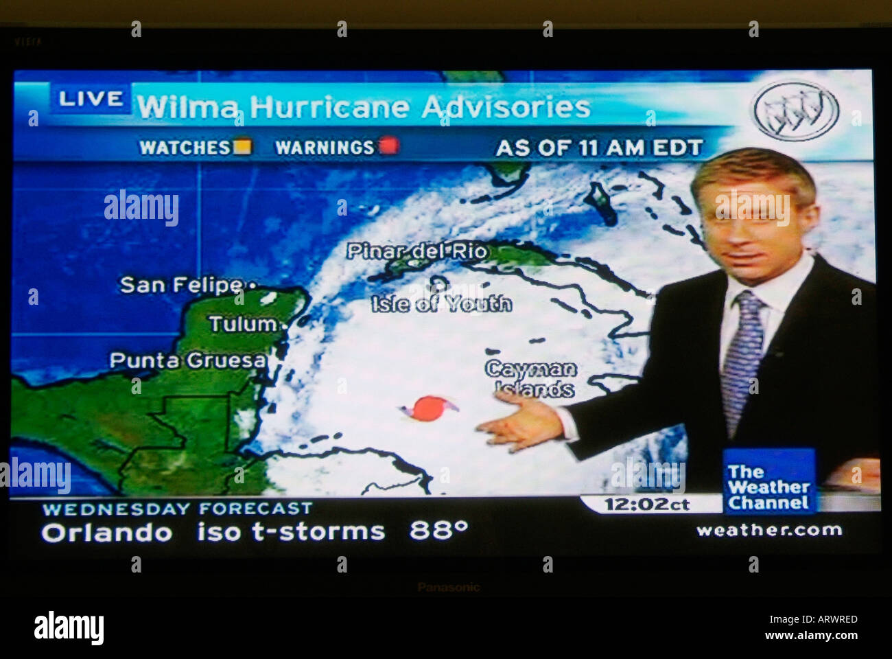 Hurricane weather map of a level 5 storm as viewed on the internet and ...