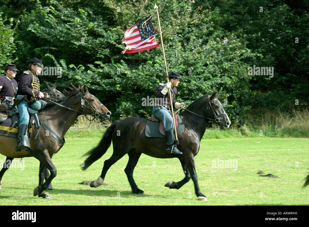 American Civil war historians in a cavalry charge Stock Photo - Alamy