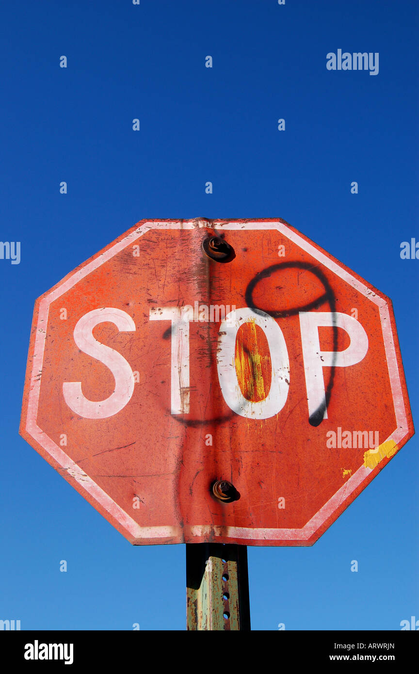 Stop sign vandalized hi-res stock photography and images - Alamy