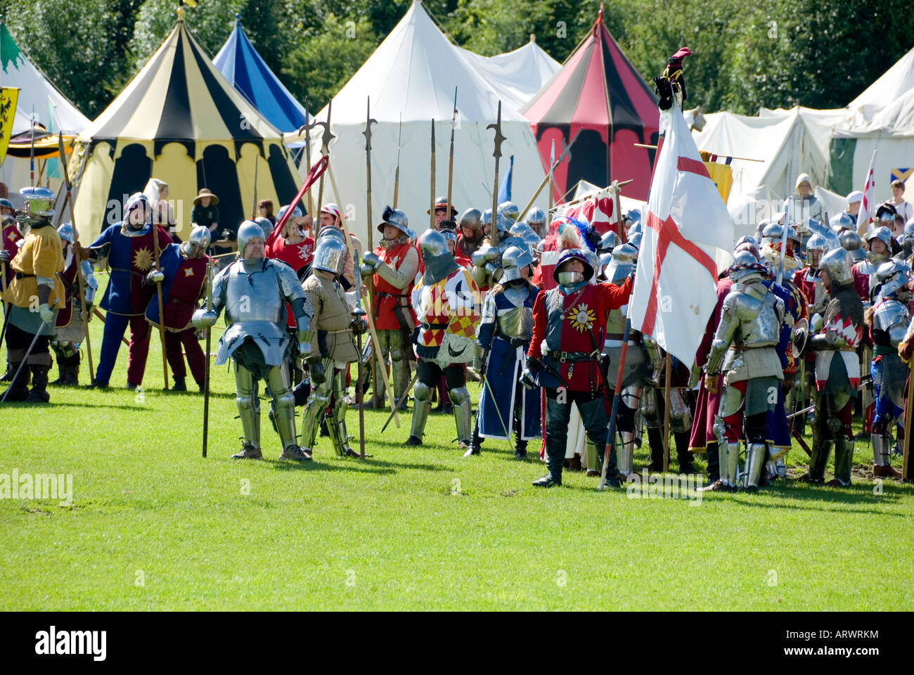 Infantry Troops Line Up on Battlefield Reenactment Historic Tewkesbury ...