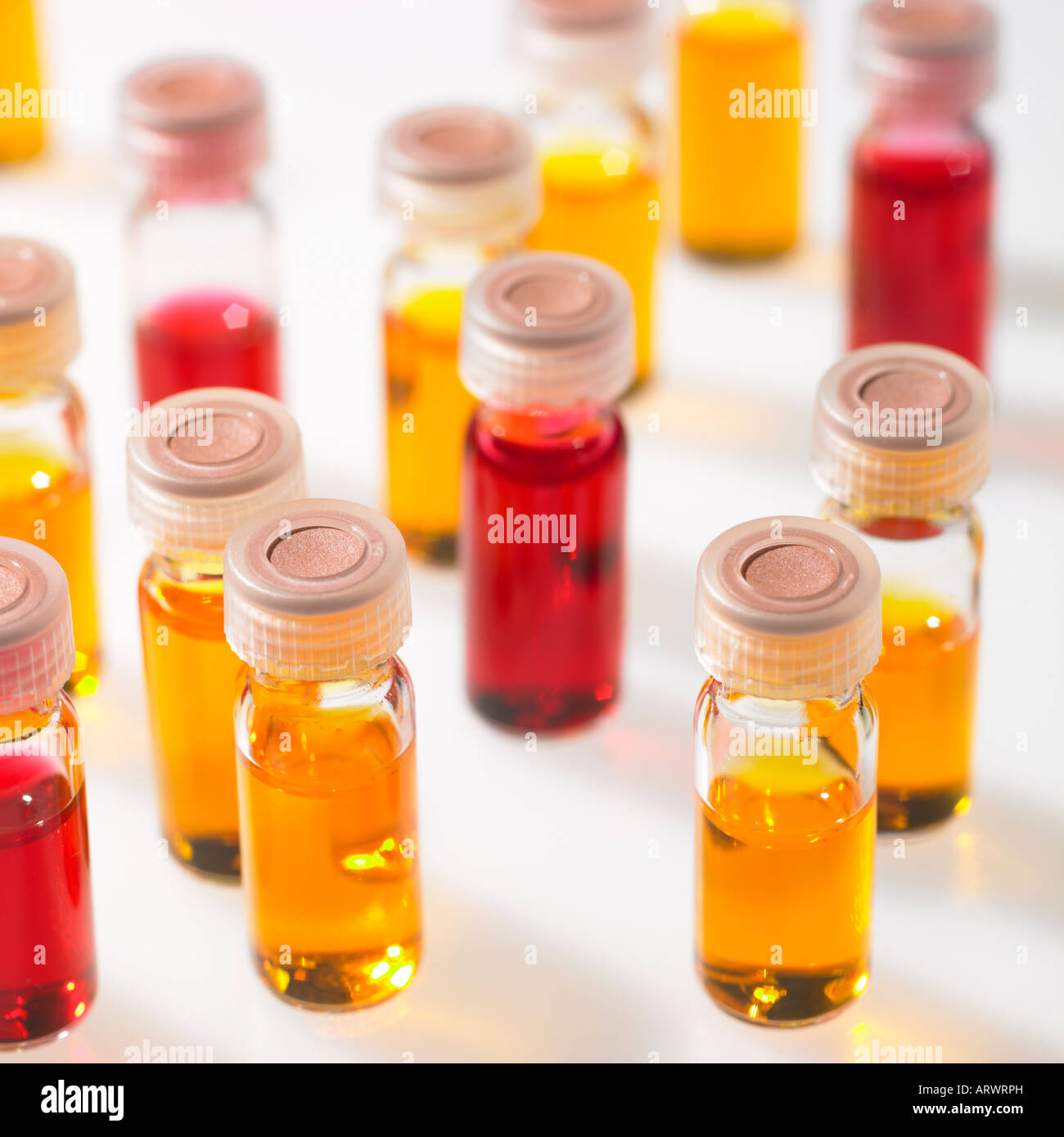 Vials filled with coloured liquid Stock Photo - Alamy