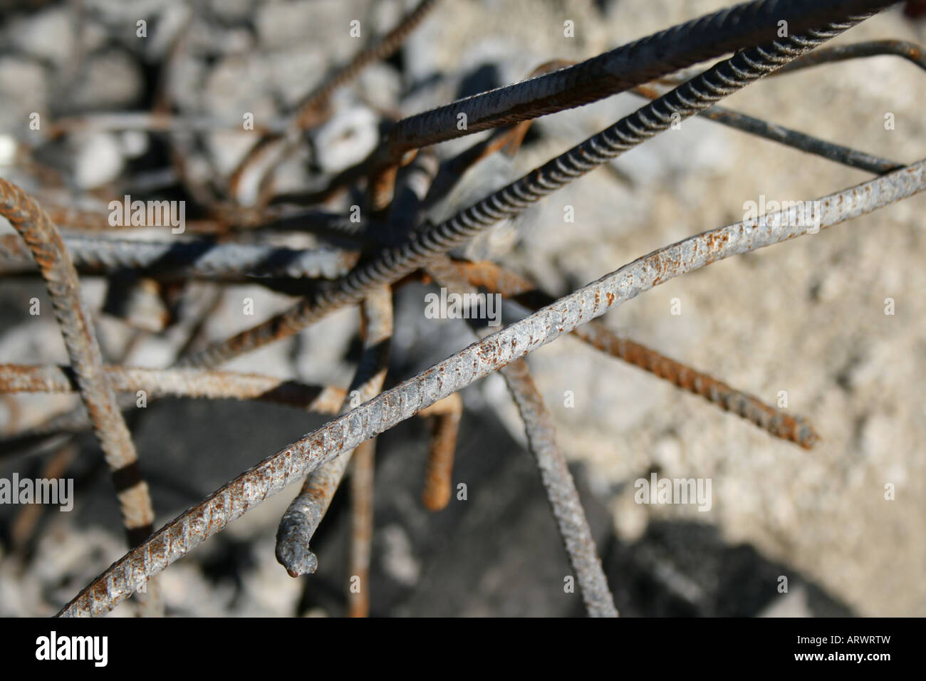 mangled metal wire in demolished building Stock Photo - Alamy