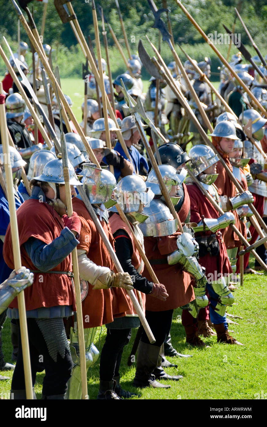 Infantry Troops Line Up on Battlefield Renactment Historic Tewkesbury ...