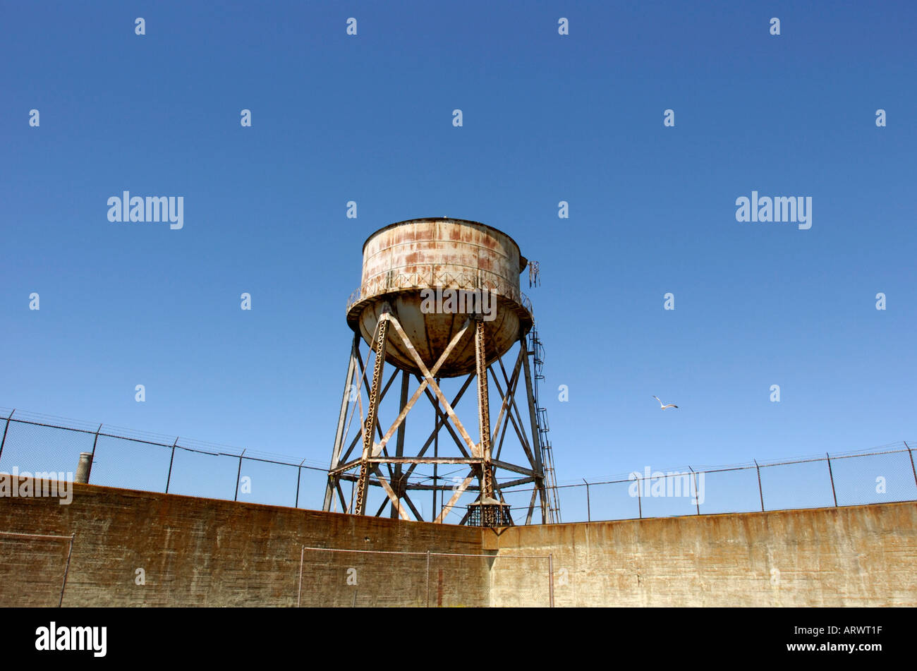 Water tower, Alcatraz Penitentiary, Alcatraz Island, San Francisco ...