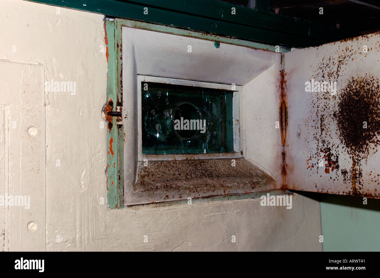Narrow window with cover, Alcatraz Penitentiary, Alcatraz Island, San ...