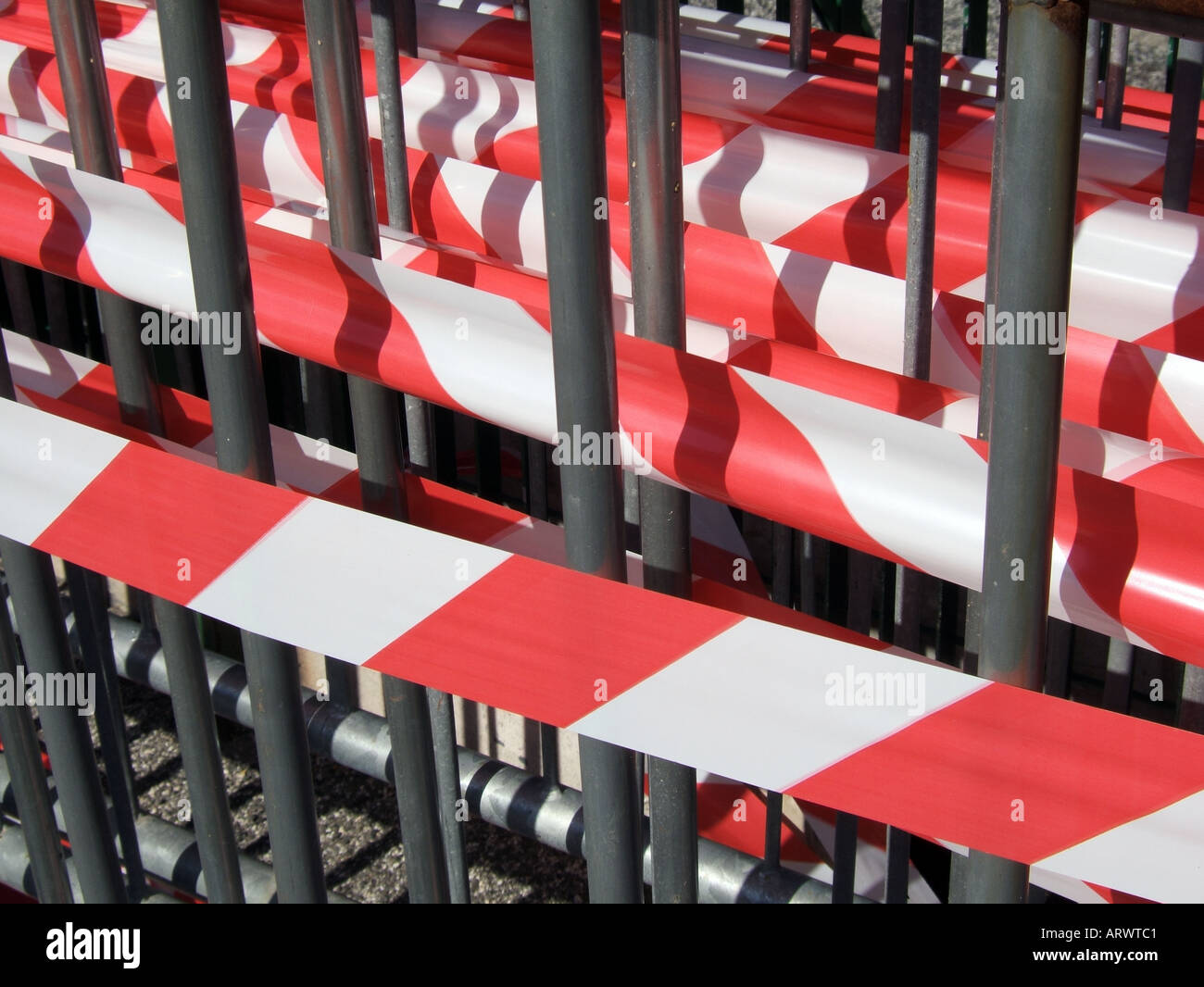 stacked crowd control barriers Stock Photo - Alamy