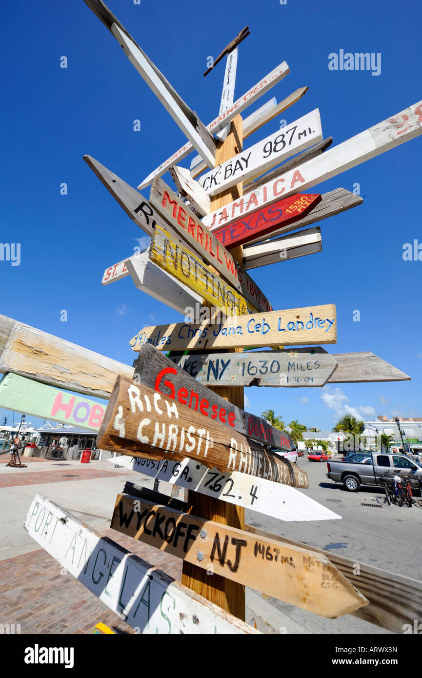 Signs pointing direction and distances from Key West Florida FL US ...