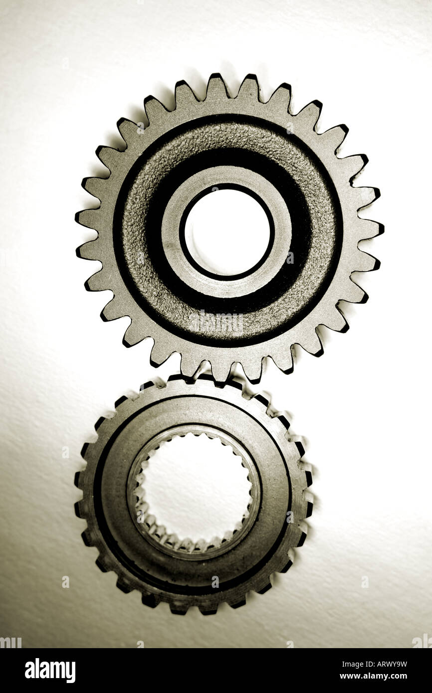 Two cogwheels together Stock Photo - Alamy