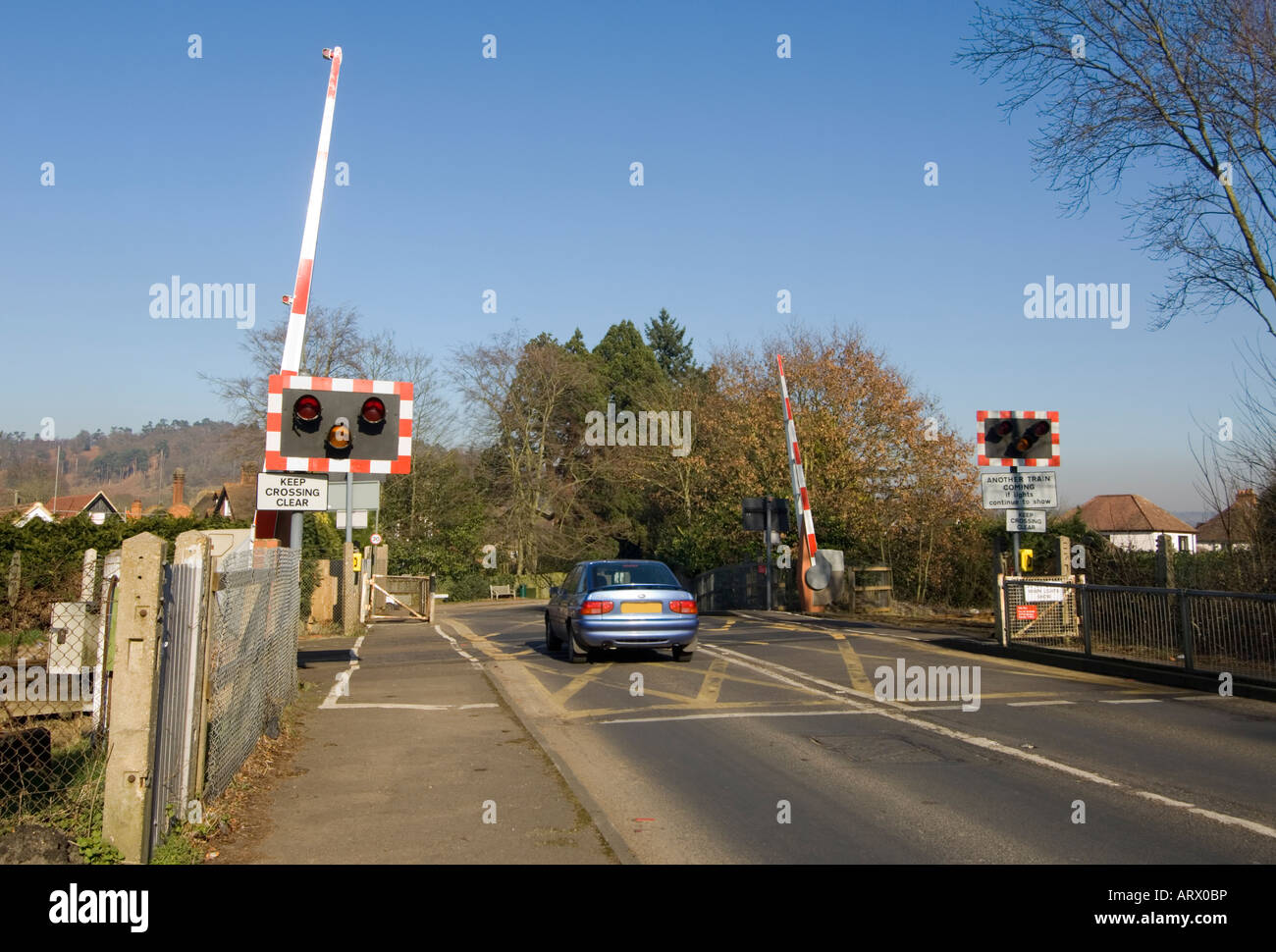 Level Crossing at Chilworth, Surrey, UK Stock Photo - Alamy