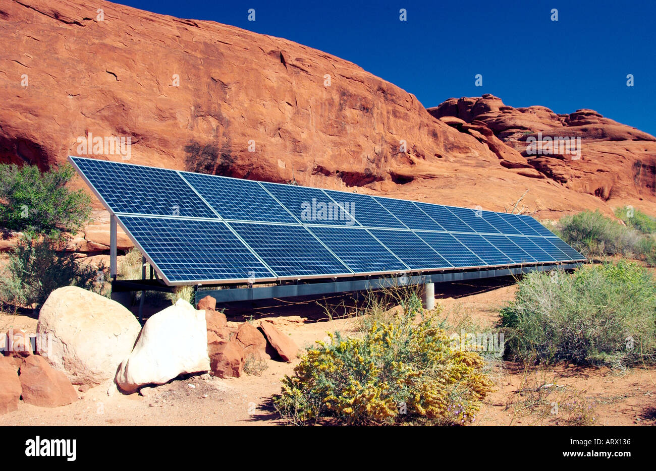 Solar collector panels near the Canyonlands National Park Utah USA ...