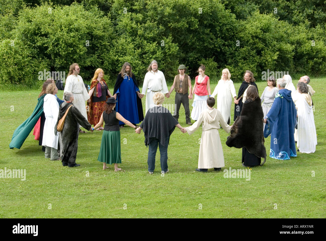Circle of Worshippers at Druid Ceremonial Blessing Ceremony Tewkesbury ...