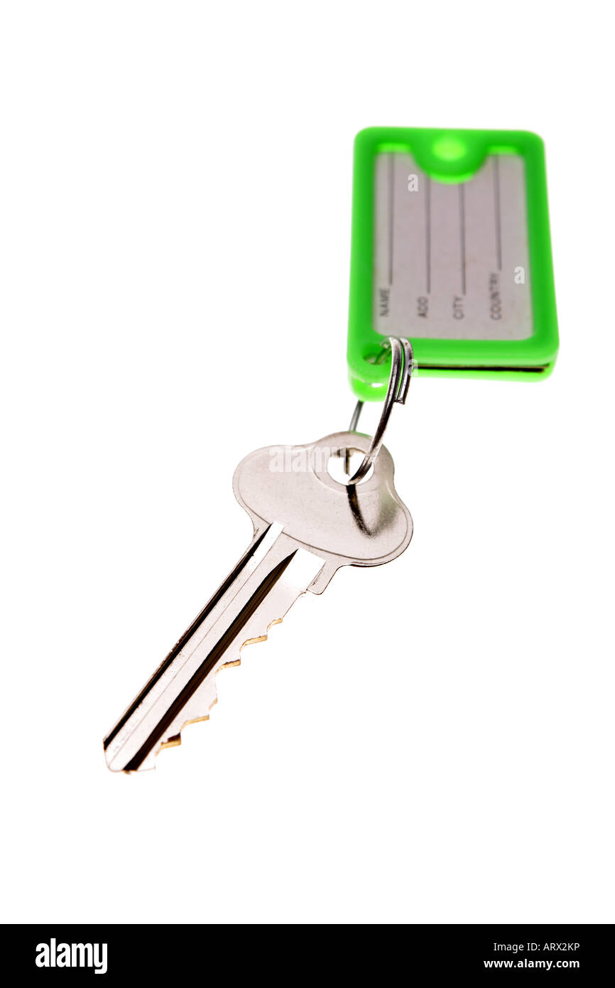 Key and keyring on white Stock Photo - Alamy